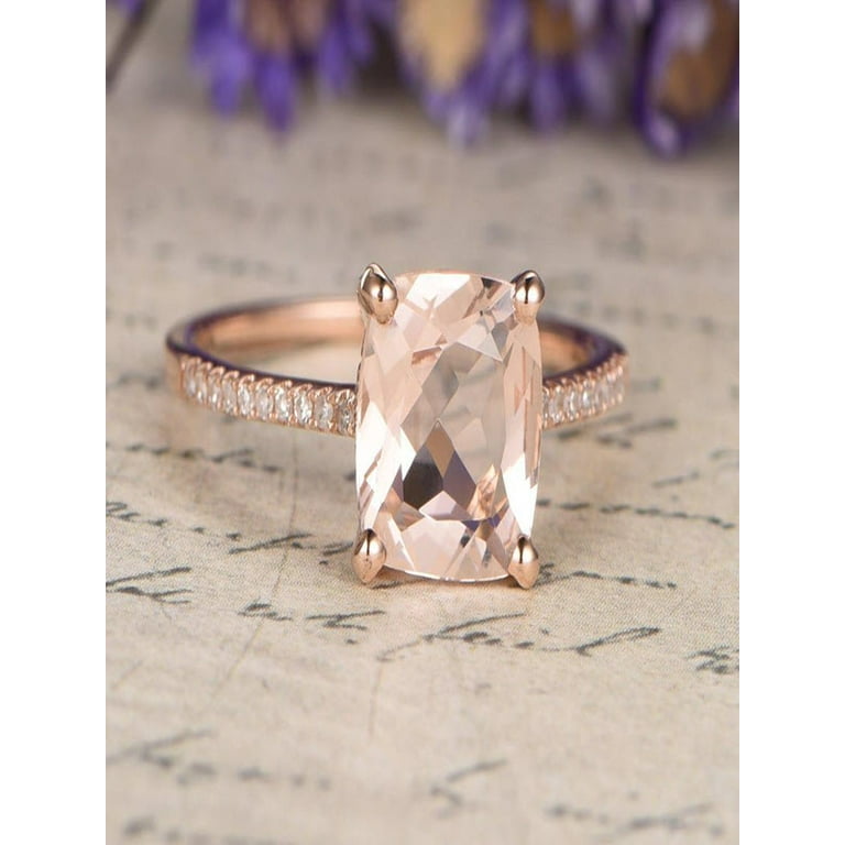 Morganite Cushion Cut Engagement Rings