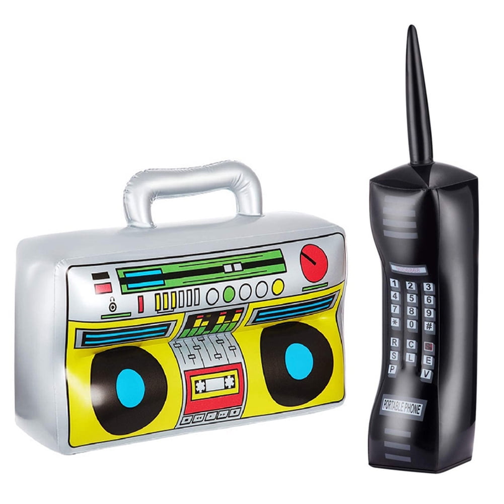 80s 90s Retro Inflatable Radio Boombox Mobile Phone 16 inch Gold Chains ...