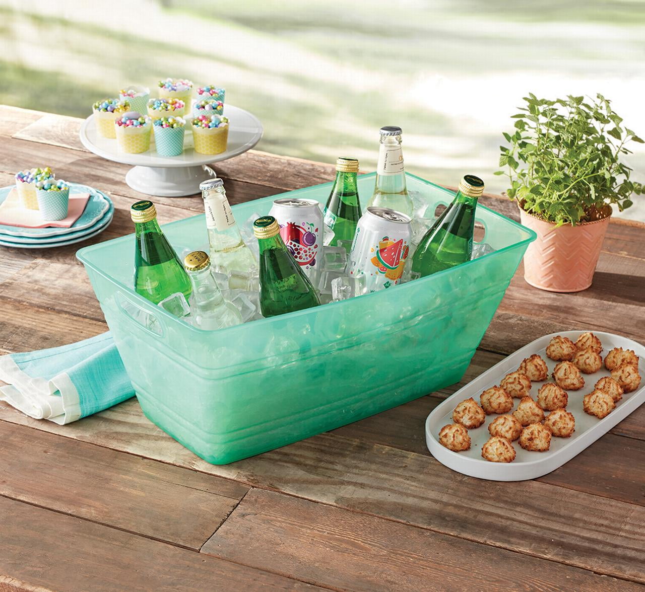 Mainstays Plastic 20 In Rectangular Party Tub - Green Color - Walmart.com