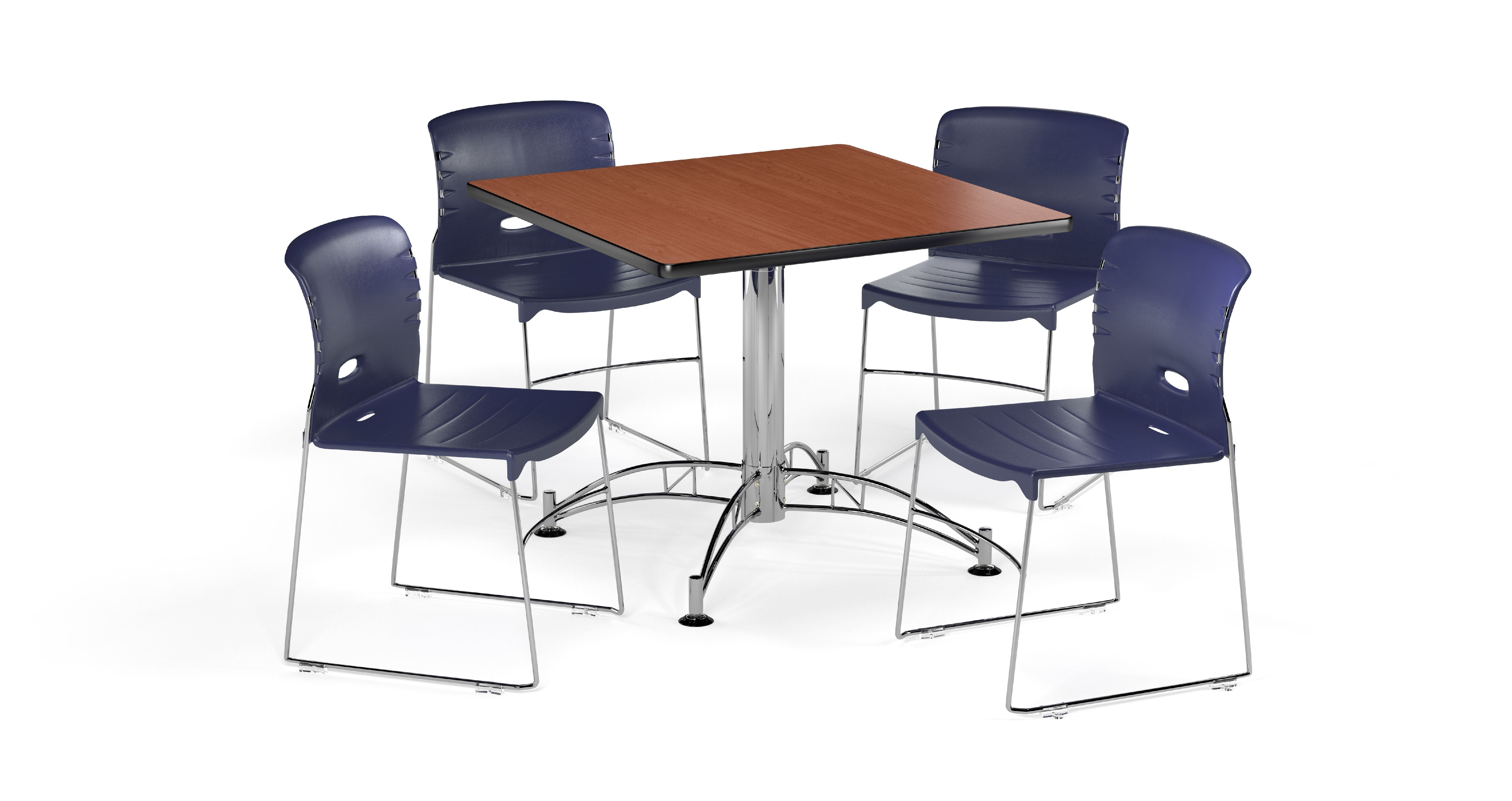 OFM Multi-Use Break Room Package, 36" Square Table with Contract Chairs ...