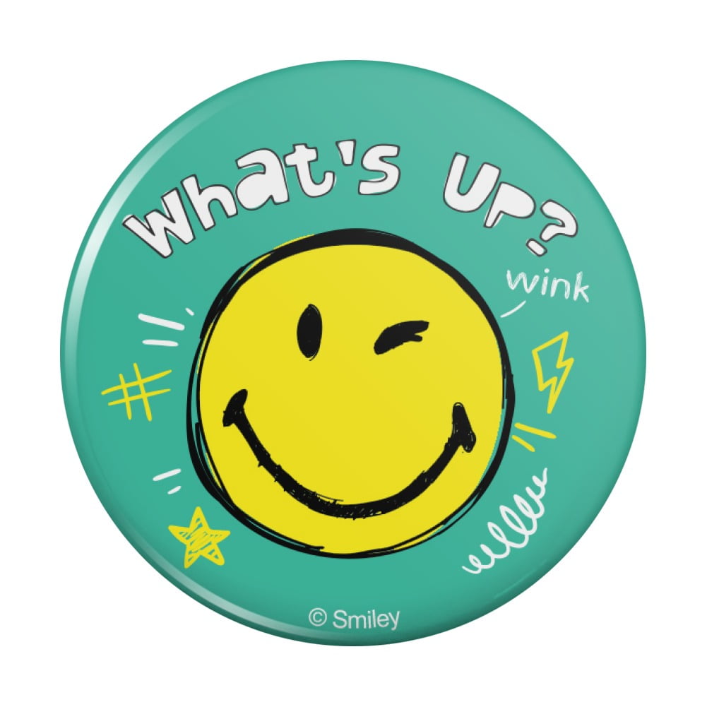 What's Up Winky Smiley Face Emoticon Officially Licensed Pinback Button ...