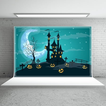 YUSDECOR 7x5ft Cutton Halloween Backdrops Photography Pumpkin Boneyard ...