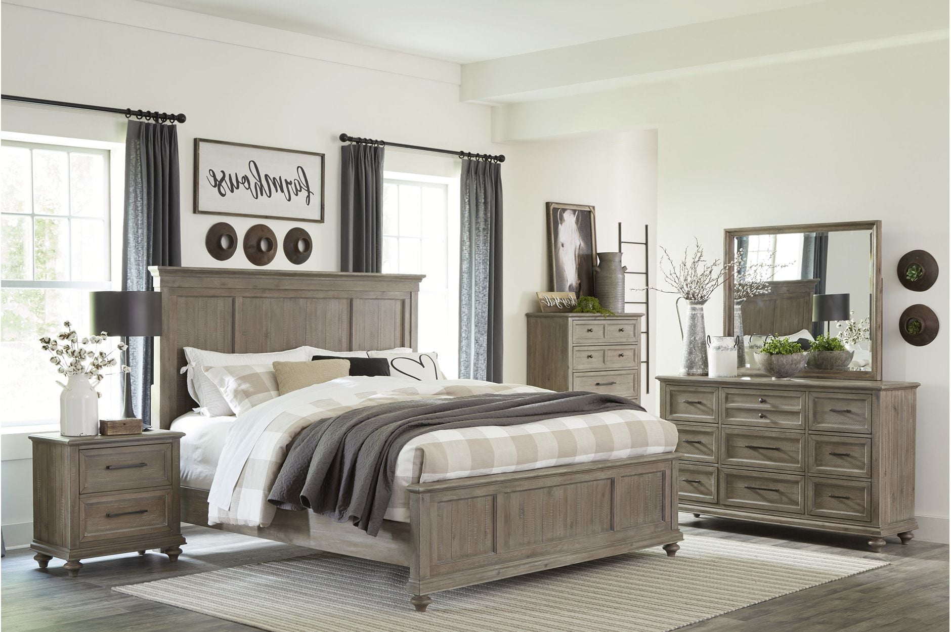 Alvis Light-Brown Wood Panel Bedroom Set - Walmart.com