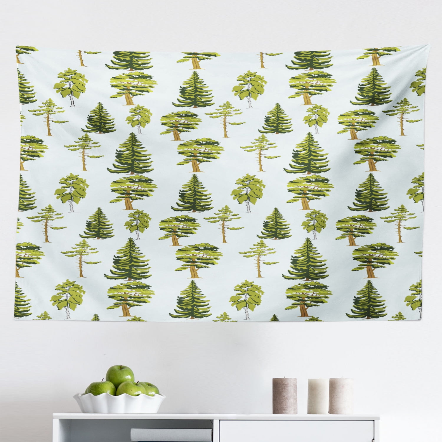 Leaves Tapestry, Hand Drawn Oak Leaf and Ahorn Trees Sketch Style ...