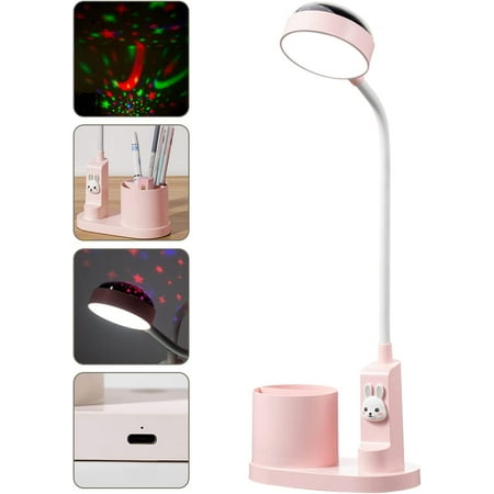 Sin (Pink)Kids Desk Lamp,Bedside Lamp with Star Sky Projector Study ...