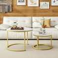 Round Coffee Table Set of 2 End Tables for Living Room,Circular and ...