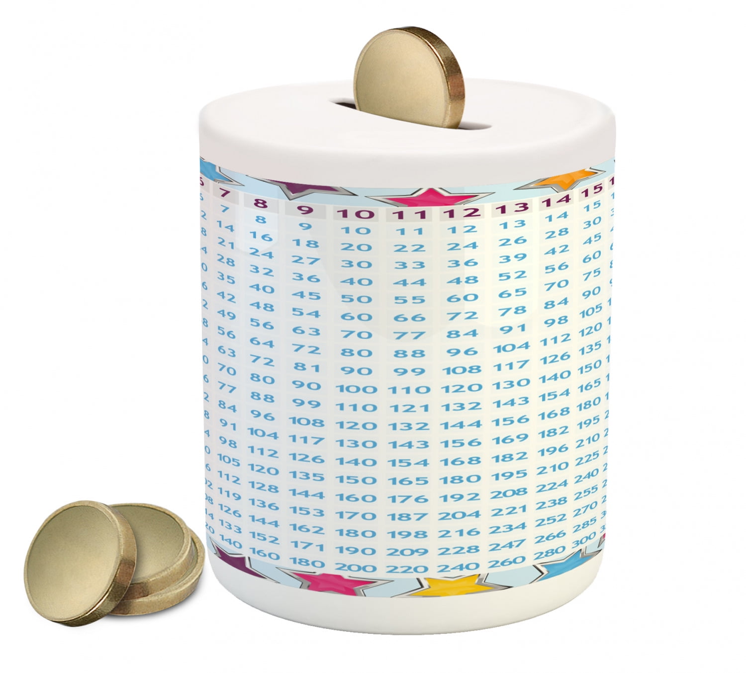 Science Piggy Bank, Chart Numbers on Colorful Stars Background ...