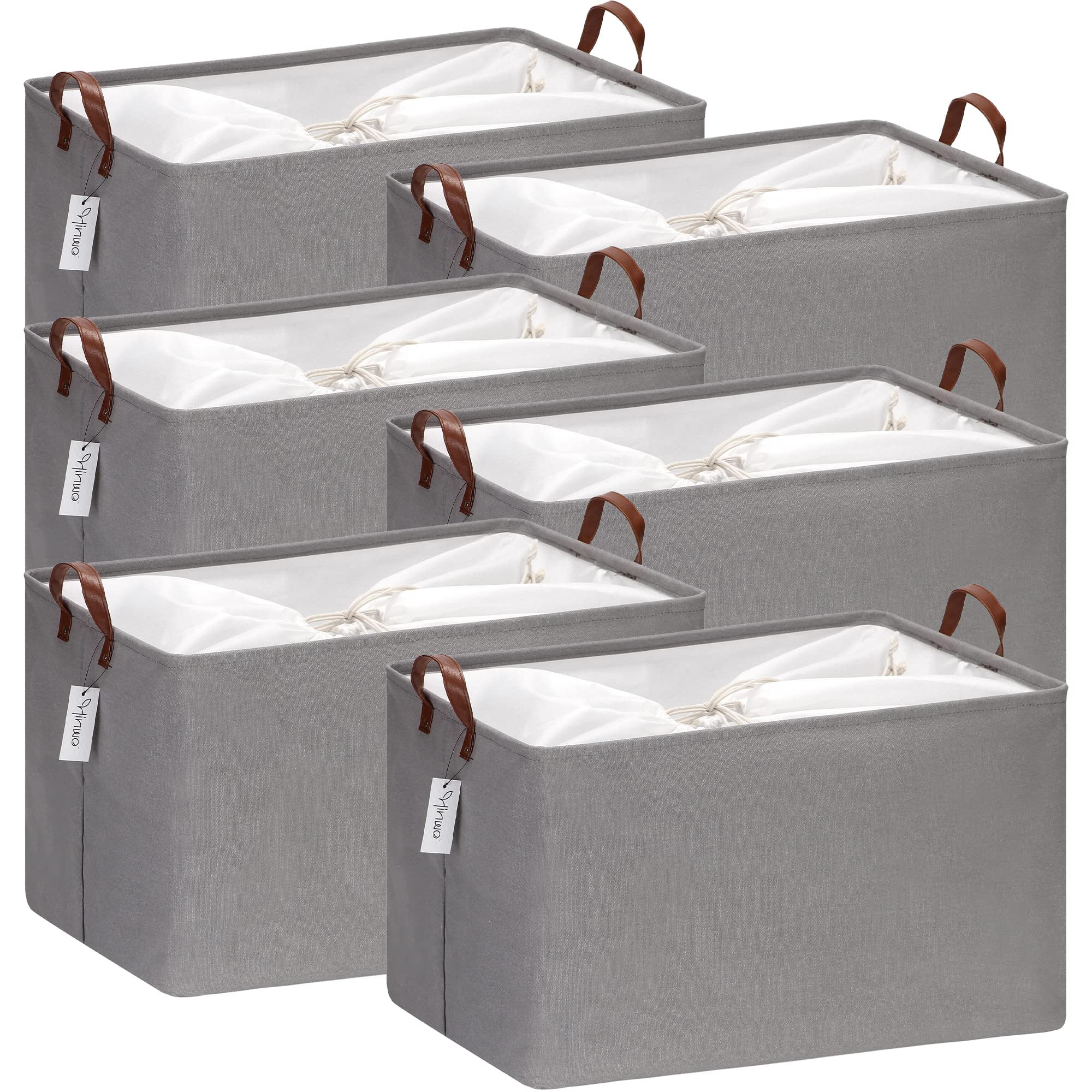 Hinwo 18.6 Gal./74.4 Qt./70.2 L Canvas Storage Bins, Rectangle Storage ...