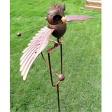 Large Kinetic Metal Brown Owl, Wind Spinner Garden Art & Yard Stake ...
