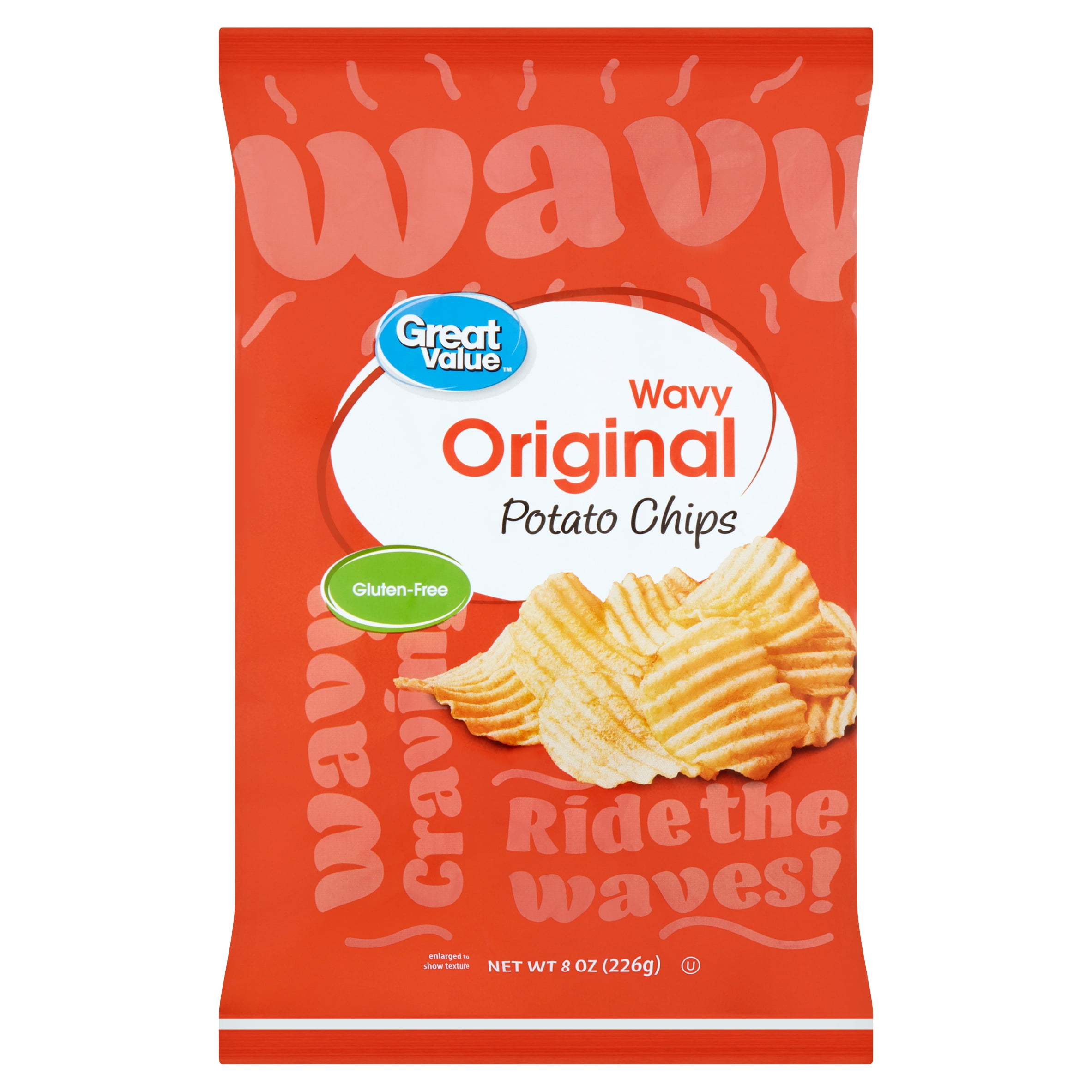 Great Value Wavy Original Potato Chips 8 Oz