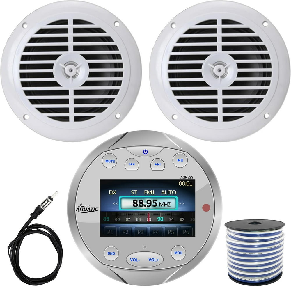 Lanzar Waterproof Bluetooth Marine Digital Media Silver Stereo Radio