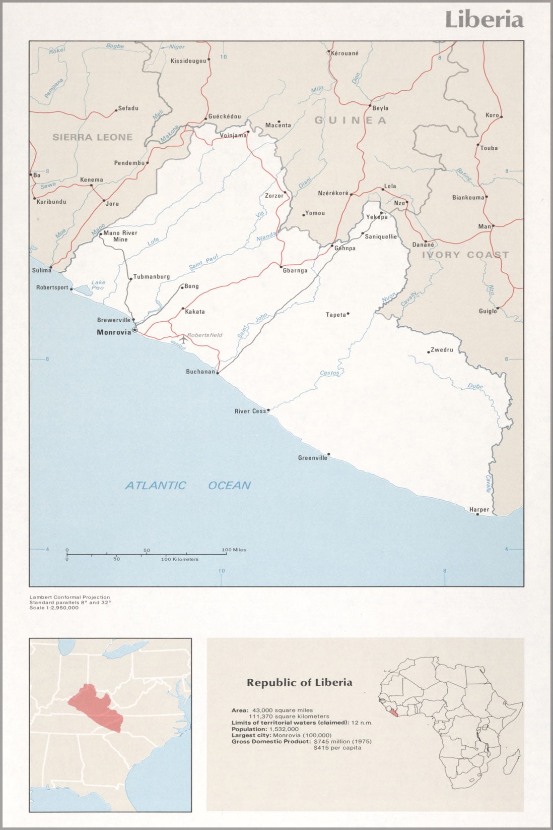 24"x36" Gallery Poster, cia map of Liberia 1976 - Walmart.com