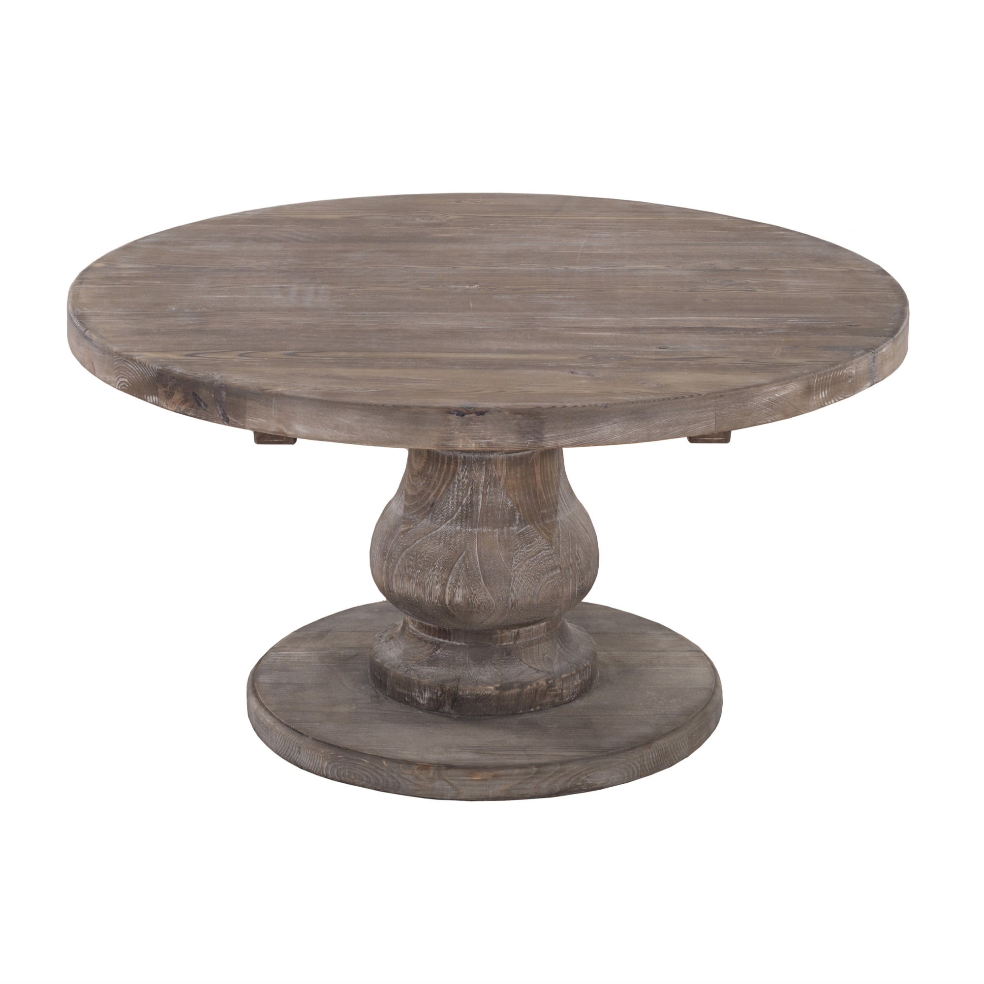 Wooden Round Coffee Table with Pedestal Base, Brown - Walmart.com