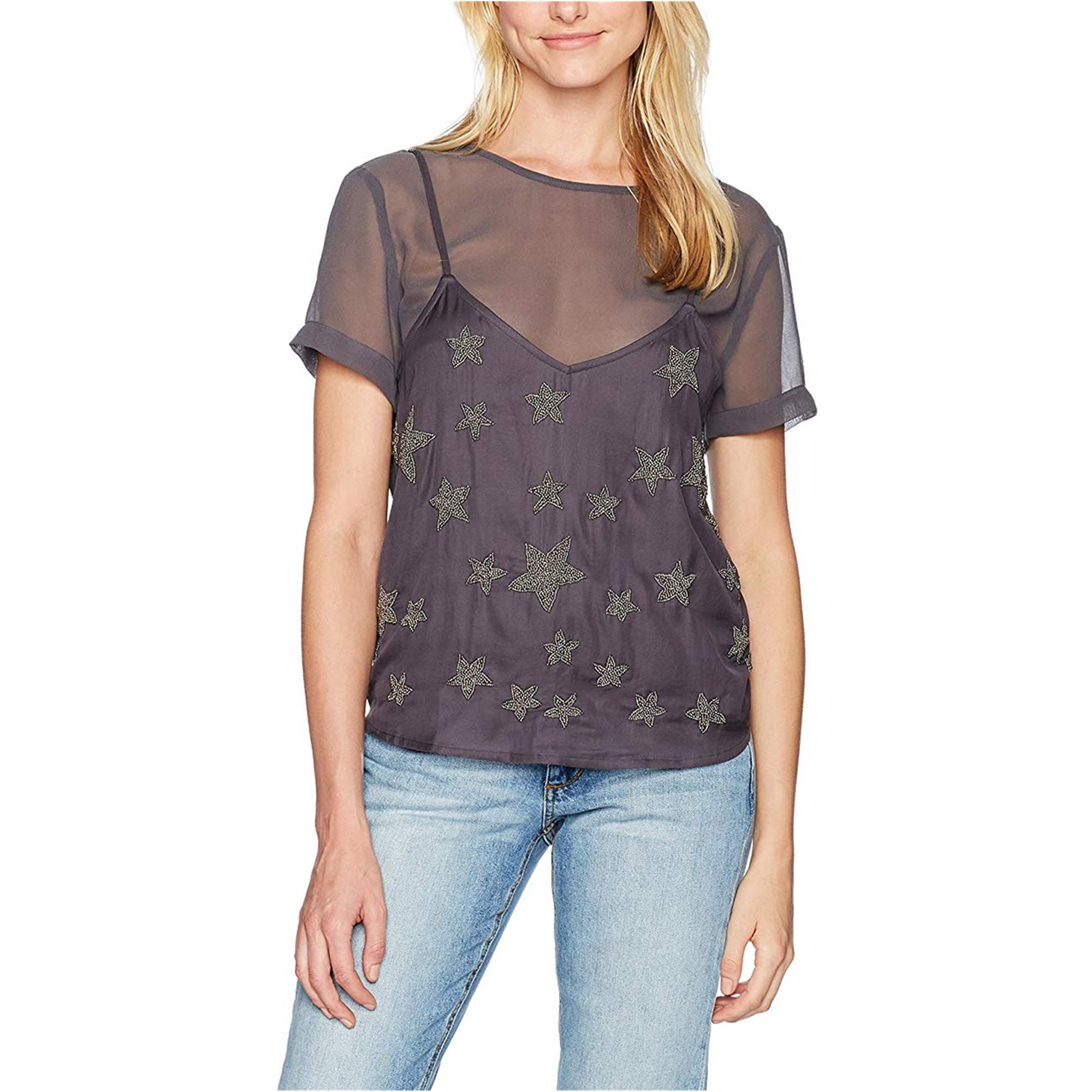 GUESS Blusa de punto Colton para mujer, gris, grande Guess Tejer ...
