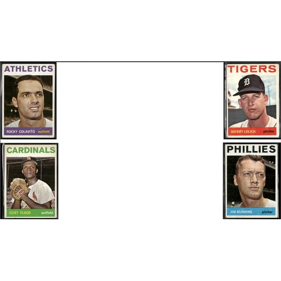 1965 Topps 4 CARDLOT Rocky Colavito/Mickey Lolich/Curt Flood/Jim ...