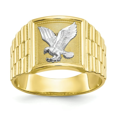10K Rhodium Plated Yellow Gold & Rhodium Men's Eagle Ring | Walmart Canada