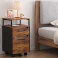 Lockable Mobile File Cabinet with Charging Station, 2 Drawers & Open ...