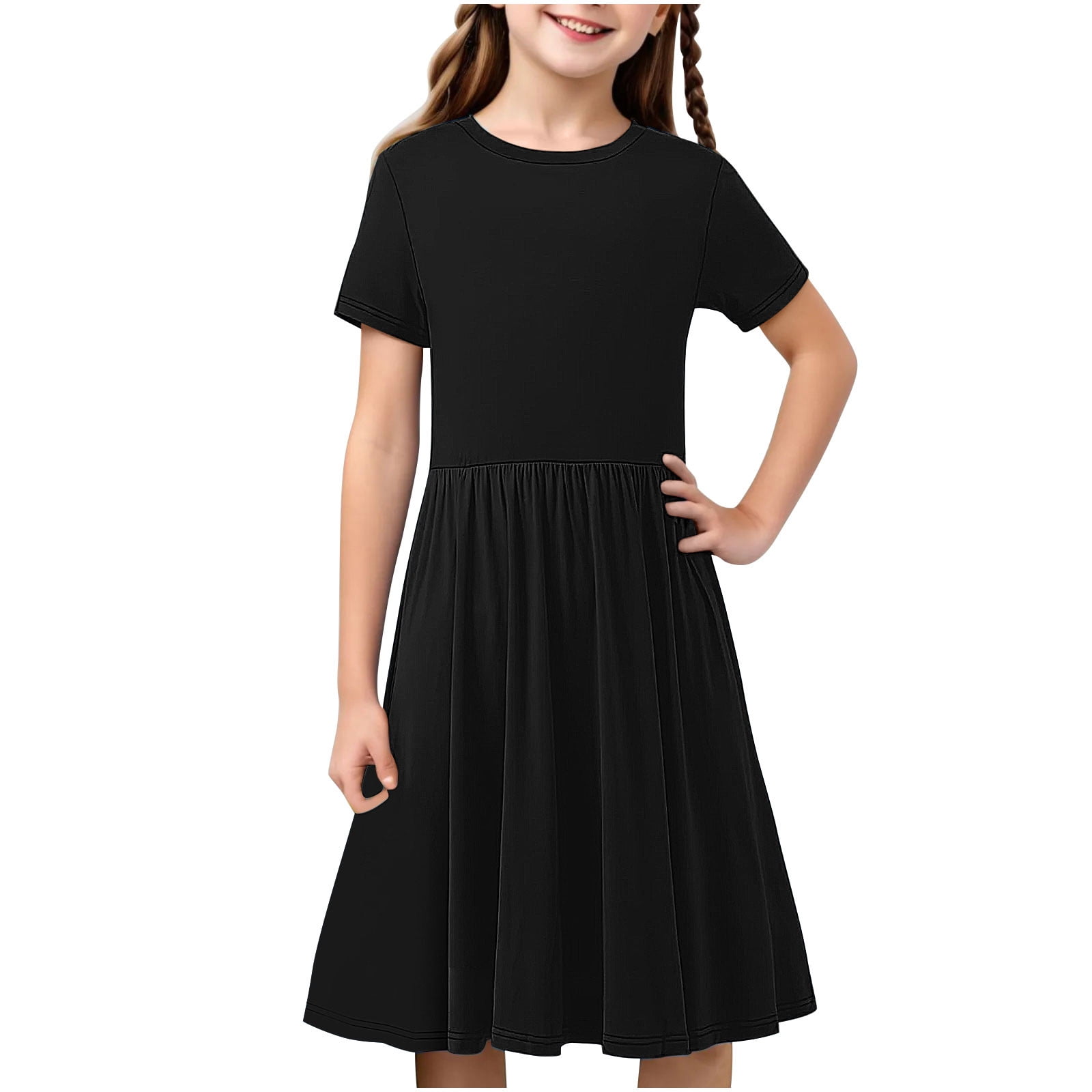 Click here for Faiwad Girls Summer Short Sleeve Dress Casual Flow... prices