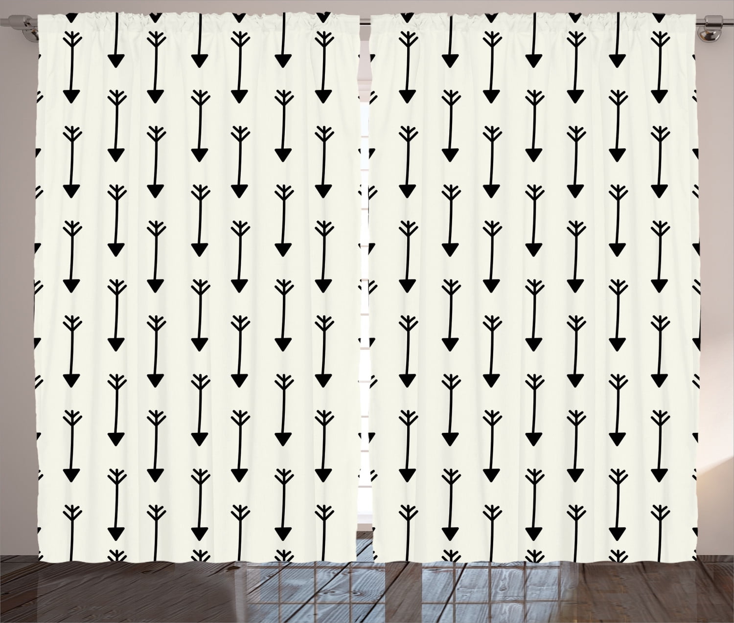 Arrow Decor Curtains 2 Panels Set, Various Arrow Patterns on Clean ...