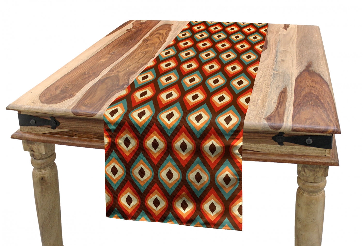 Vintage Table Runner, Funky Unusual Shapes in Vibrant Colors Oval ...