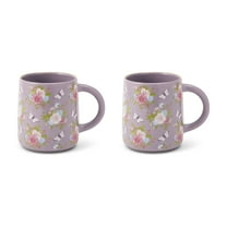 Thyme & Table 14.5 fl oz Purple Floral Stoneware Mug, Set of 2 ...