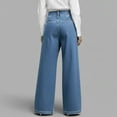 Domzest Women's Vintage Washed Jeans High Waist Wrap Front Split Wide ...