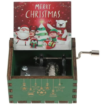 Welltop Wooden Rotating Christmas Tree Music Box, DIY Xmas Music Case ...