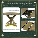 Triple Tree Rustic Dining Table Set for 4, Round Extendable Table, 5 ...