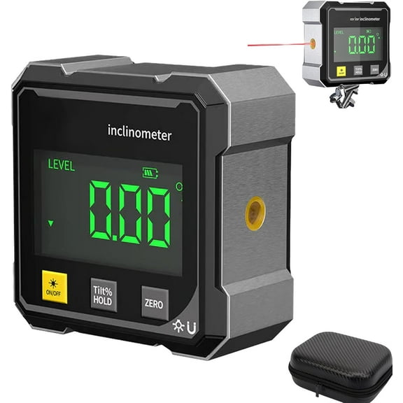 Digital Angle Finder with Electronic Laser, 4-Side Magnetic Angle Gauge ...