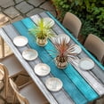 Blue Grey Stripes Fitted Rectangle Tablecloth 24" x 36" Retro Coastal ...