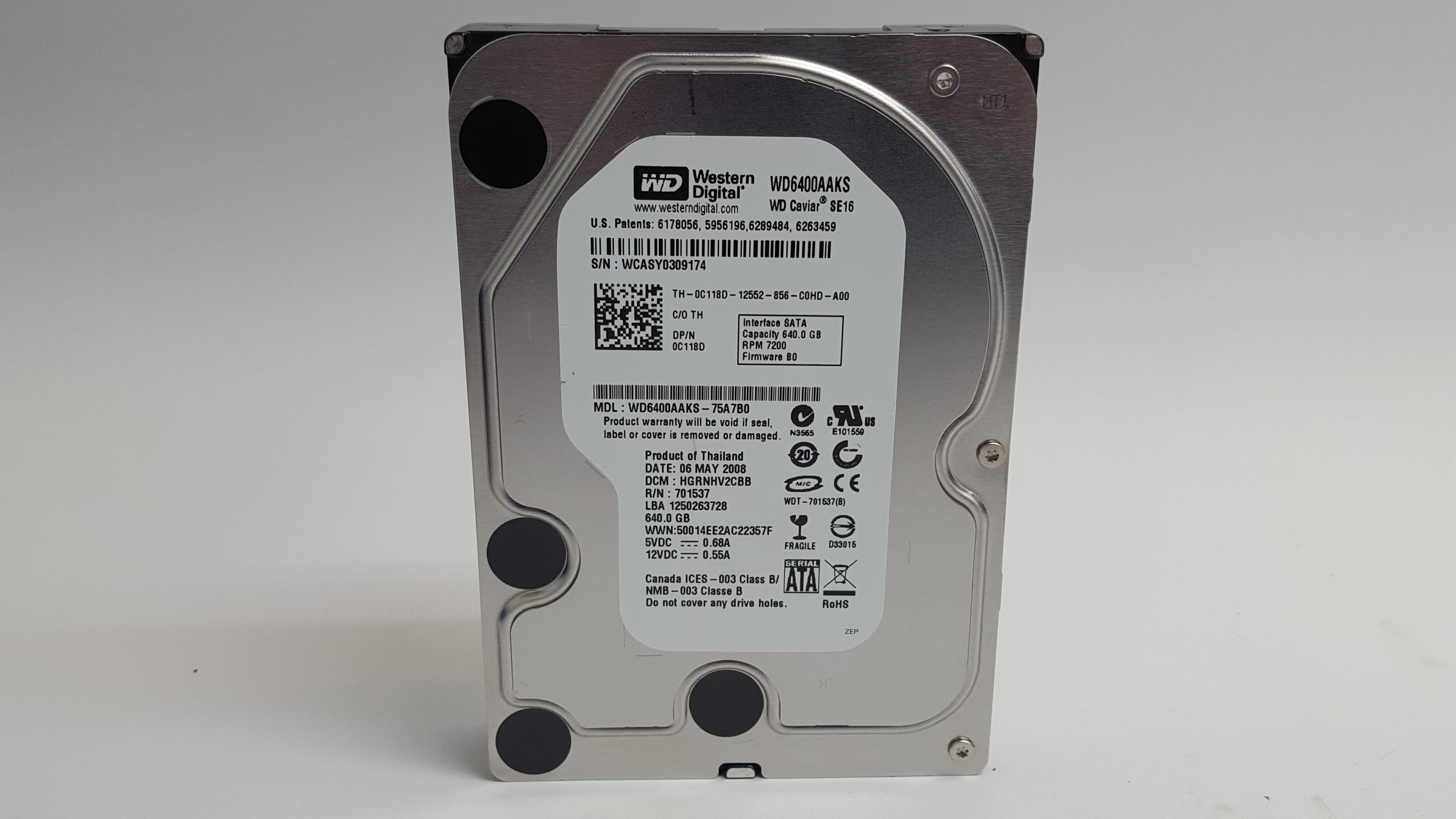 Used Western Digital Caviar SE WD6400AAKS 640GB 3.5" SATA II Desktop ...