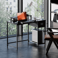 39 Inch Black Modern Computer Desk with Monitor Stand and Non-Woven ...
