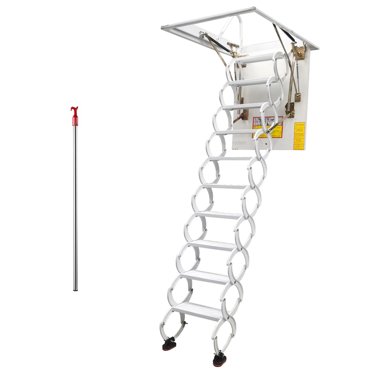 Techtongda Heavy Duty Steel Metal Loft Wall Ladder Stairs Attic Folding ...