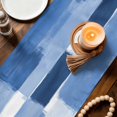 Blue Geometric Table Runner Linen Burlap Table Runner 72 Inches Long ...