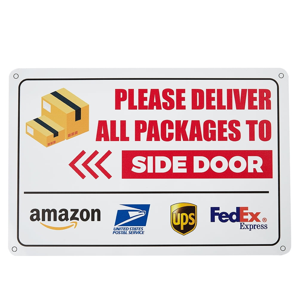 Shininglove Deliver All Packages to Side Door with Left Arrow Sign 12x8 ...