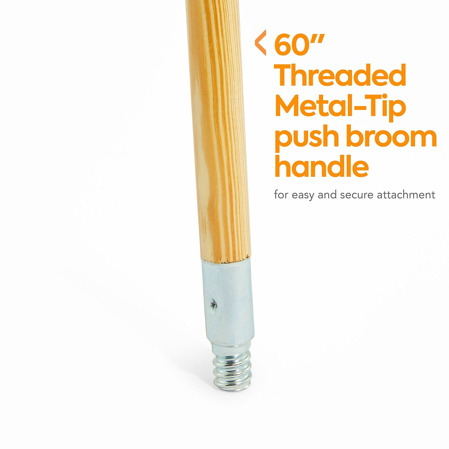 COASTWIDE 60" Wood Push Broom Handle Threaded Metal Tip CW57741 ...