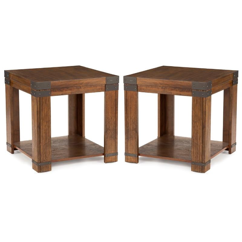 Home Square Square End Table in Medium Cherry - Set of 2 - Walmart.com
