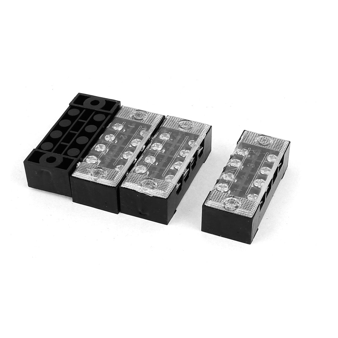 4 Pcs 600V 15A 4P Dual Row Electric Barrier Terminal Block Wire ...
