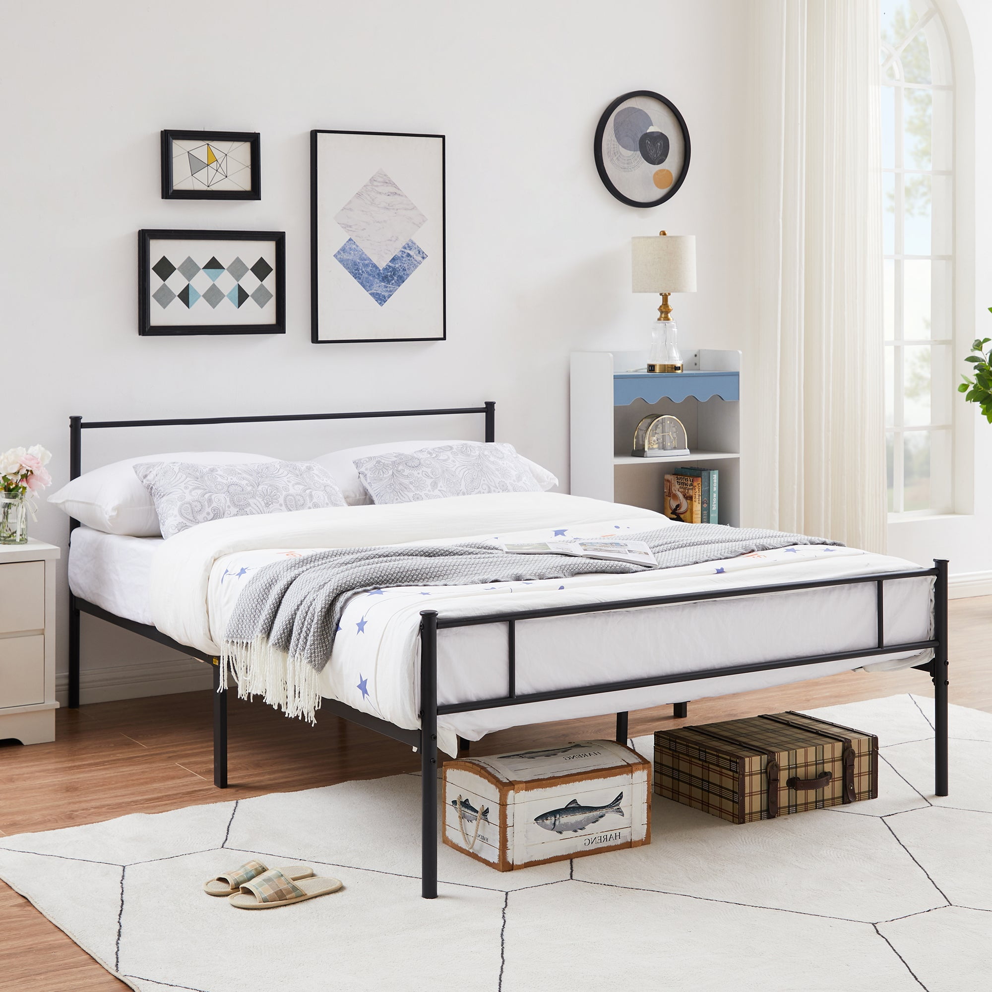VECELO Full Size Metal/Platform Bed Frame , Box Spring Replacement w ...