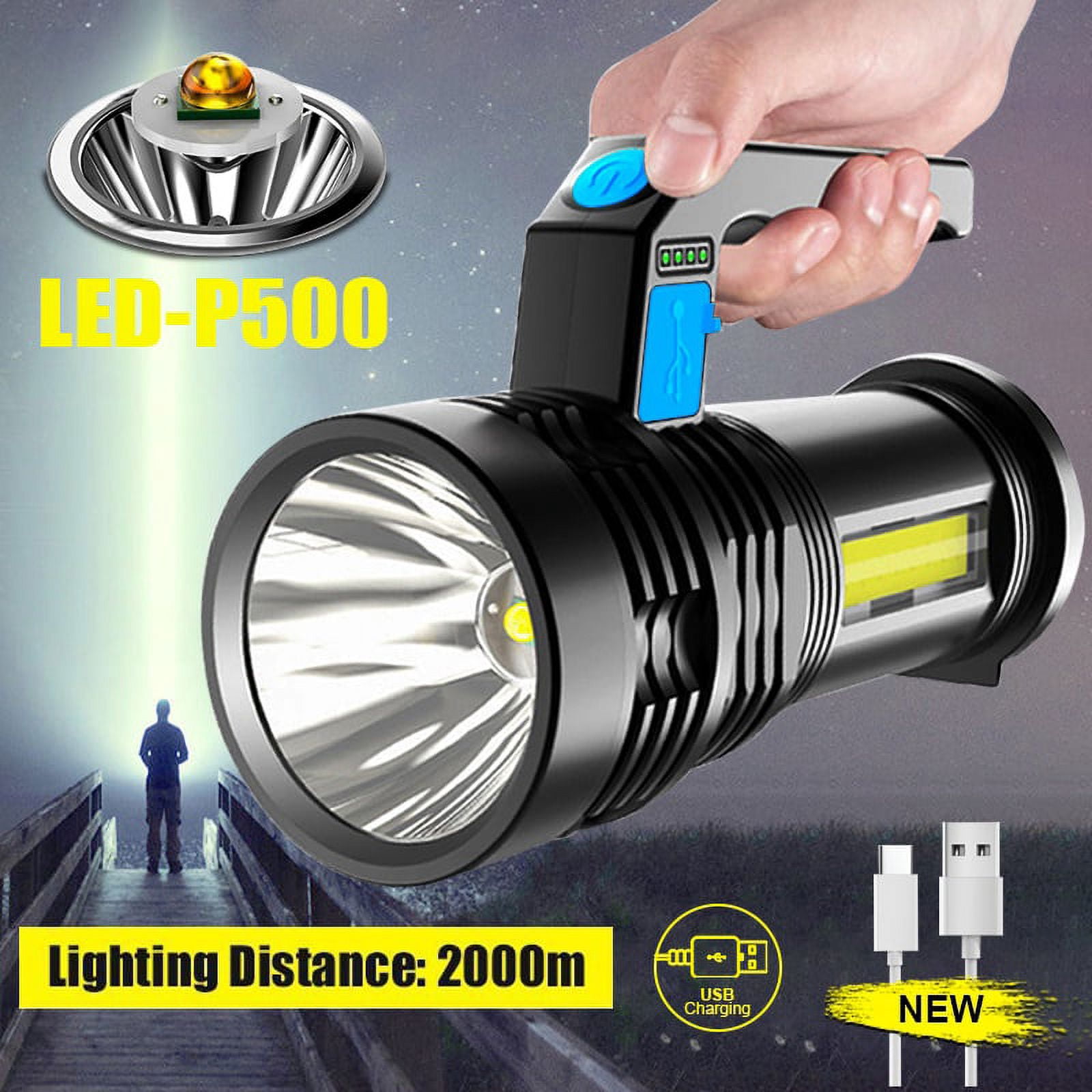 Rechargeable Handheld Flashlights Super Bright Portable Spotlight ...