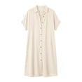 Asgosdo Women Summer Dresses Collared Short Sleeve Botton Down Loose ...