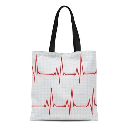 JSDART Canvas Tote Bag Pattern Heartbeat Electrocardiogram Abstract ...