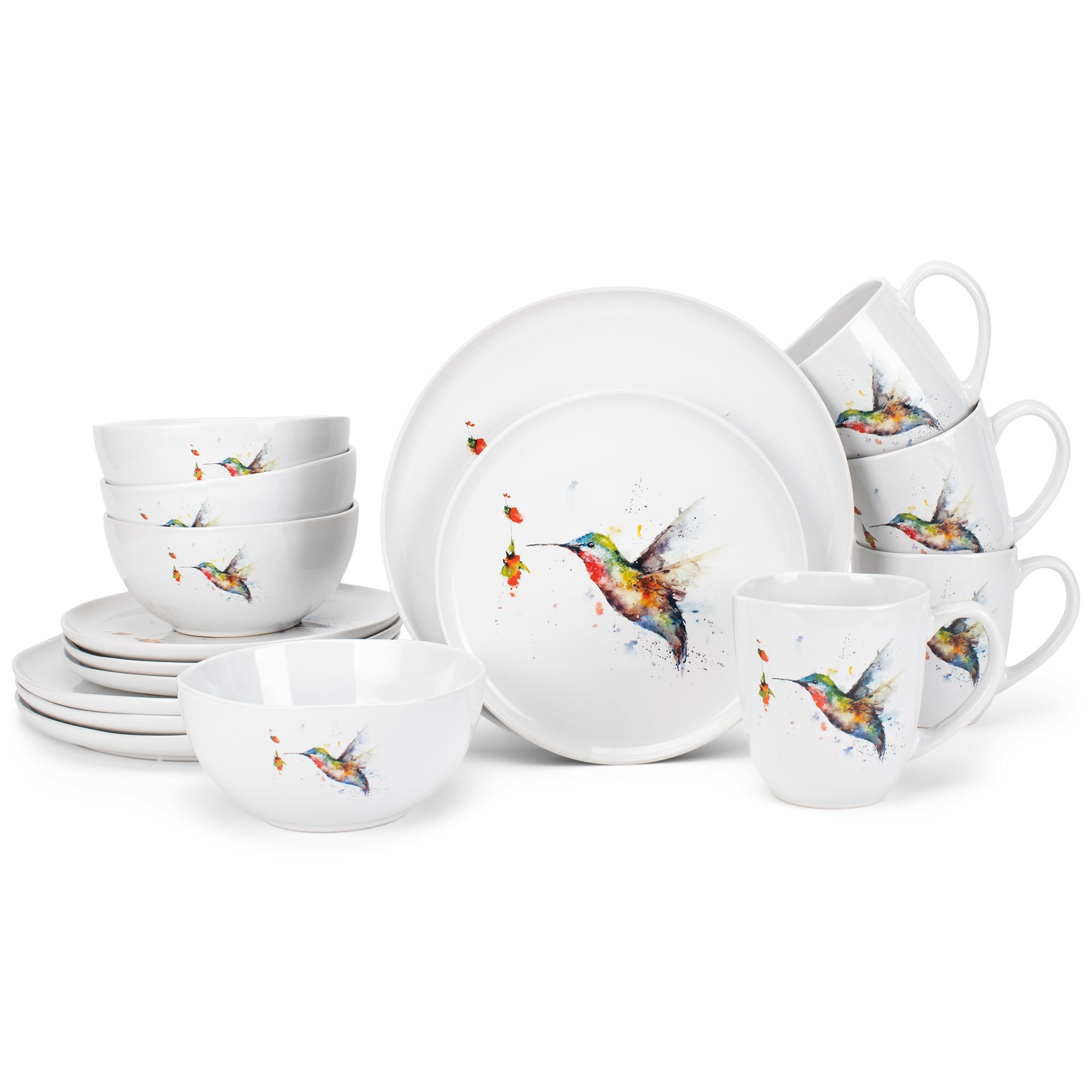 Nat & Jules Dean Crouser Watercolor Ceramic Dinnerware 16 Piece Set ...