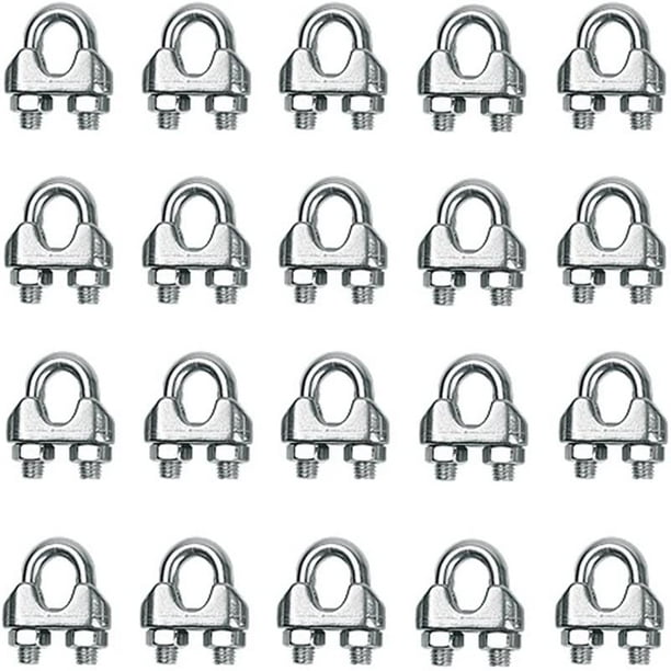 20 Pieces M2 Stainless Steel Wire Rope Cable Clip Clamp 1/16" Wire Rope ...