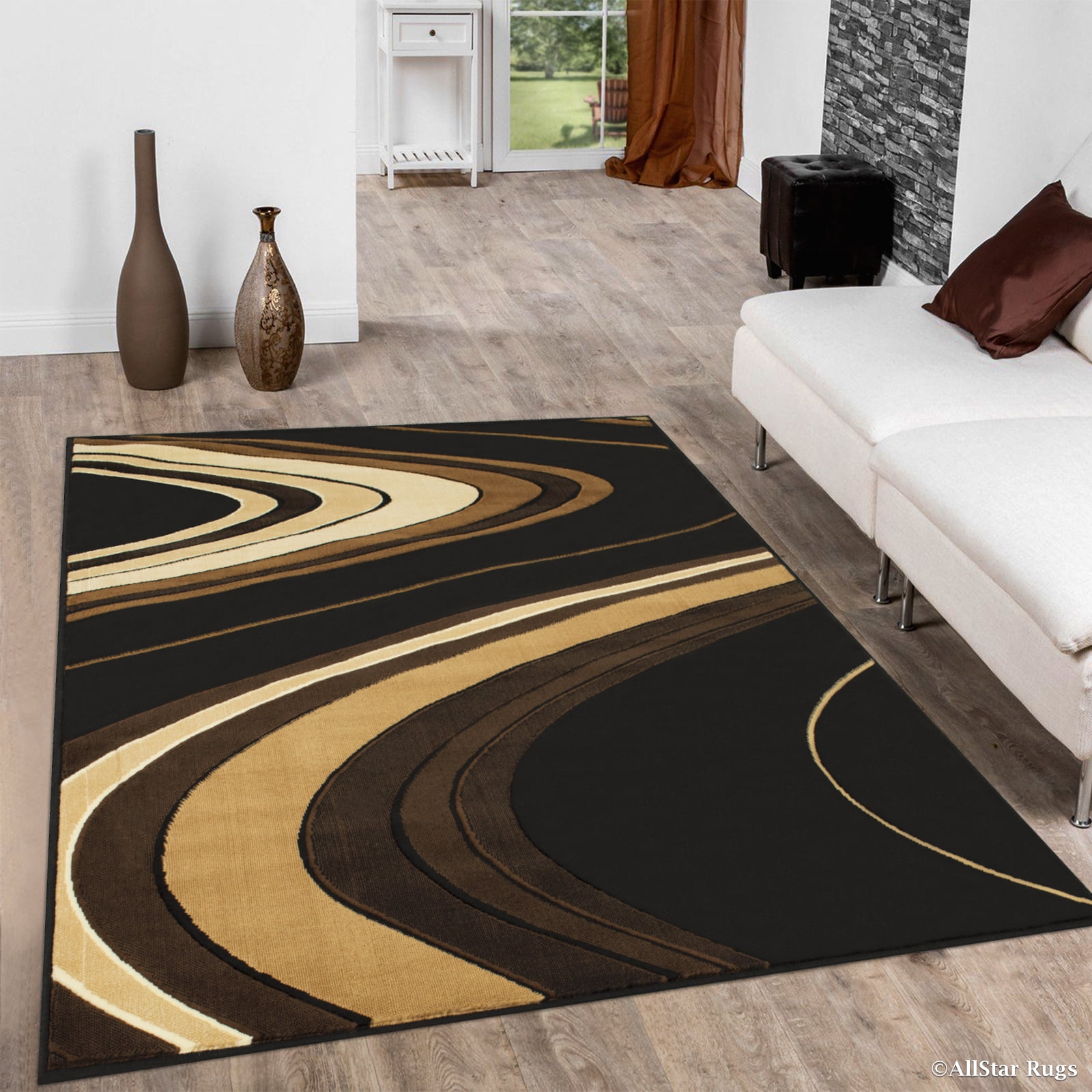 Allstar Black Modern Contemporary Area Rug (3' 9" x 5' 1") - Walmart.com
