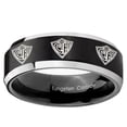 Multiple CTR Logo Beveled Brush Black 2 Tone Tungsten Ring 10MM ...