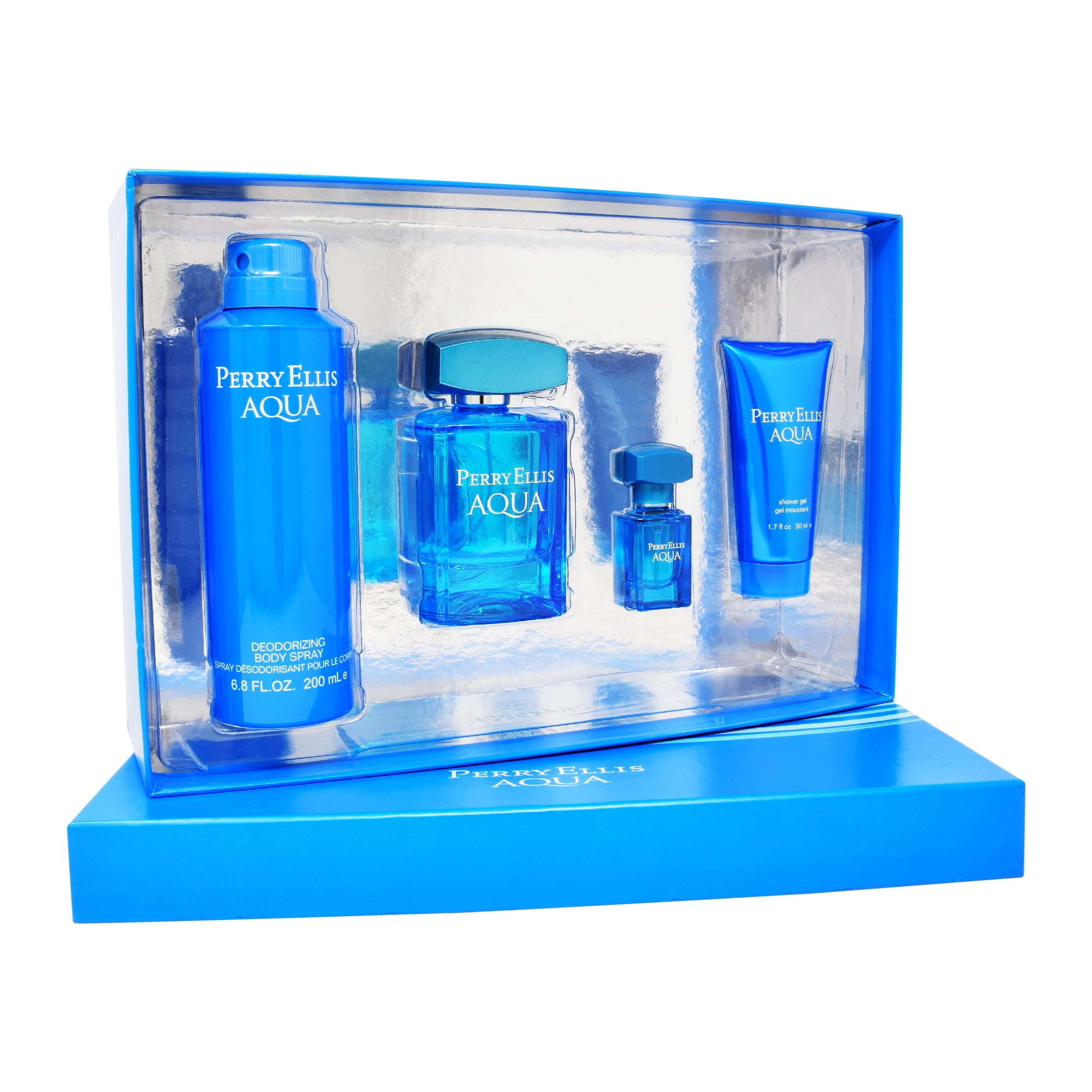 Set para Caballero Perry Ellis 4pzs Aqua Men Eau De Toilette | Walmart ...