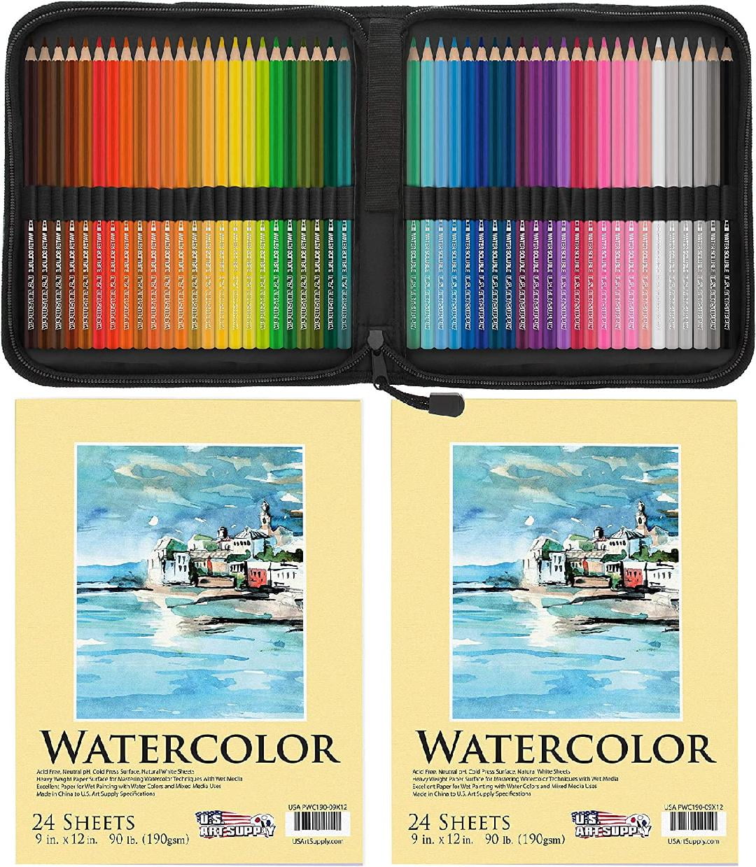 48 Piece Watercolor ist Grade Water Soluble Colored Pencil Set, Full ...