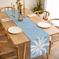 Blue Palm Tree Table Runner, Summer Country Vintage Tropical Coastal ...