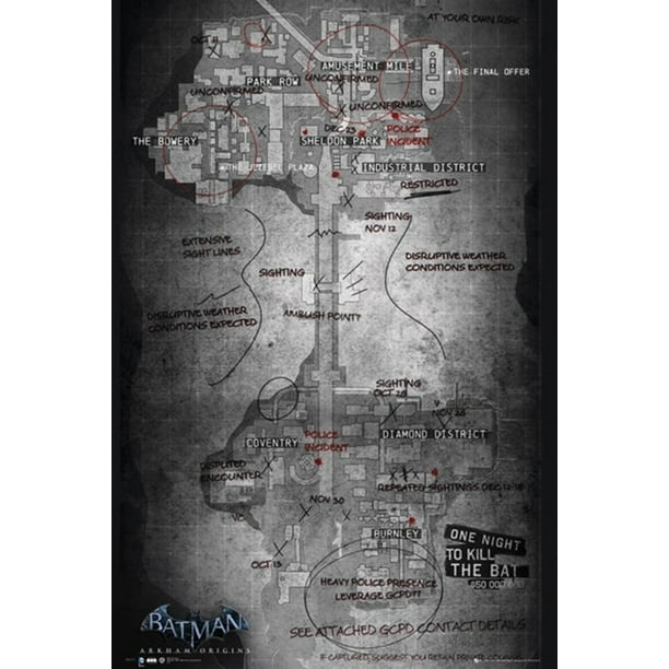 Batman Origins Map Of Gotham City Laminated Poster (24 X 36) - Walmart ...